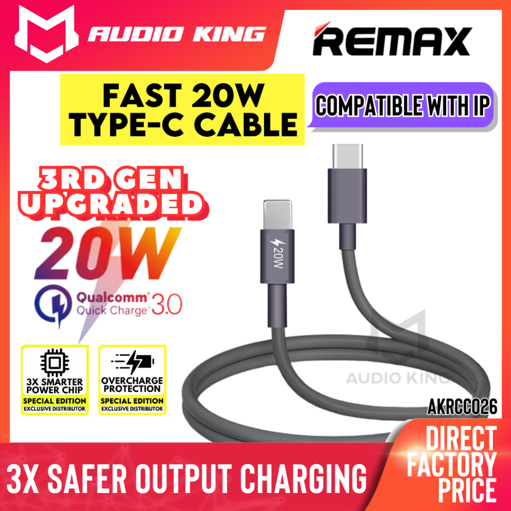 REMAX Cable Super Fast Charging Type C - L Cord 20W Cabel Data Quick ...