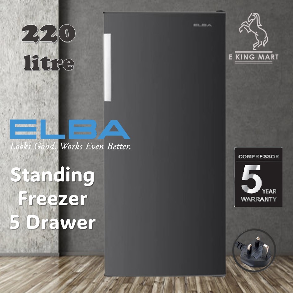 ELBA 220L Upright Freezer EUF-N2239(GR) 5 Transparent Drawers Pembeku ...