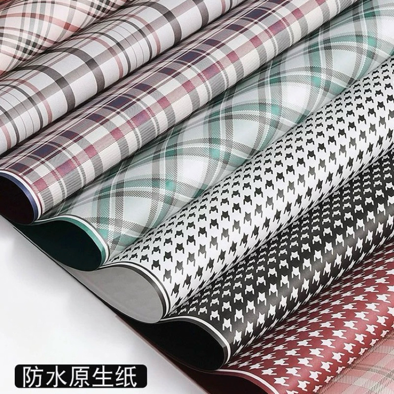 LDP [10pcs] Floral Paper Packaging Diagonal Grid Gift Wrapping Paper ...