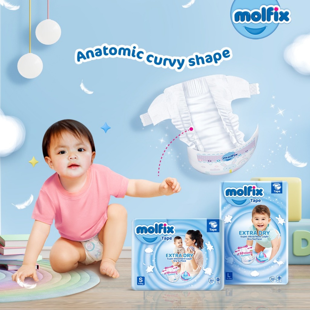 Molfix Extra Dry Diapers Tape NB60/S80/M60/L58/XL50/XXL40 | Shopee Malaysia