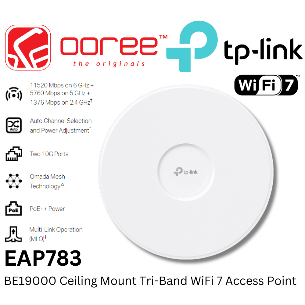 TP-LINK EAP783 BE1900 CEILING MOUNT TRI-BAND WI-FI 7 ACCESS POINT WITH ...