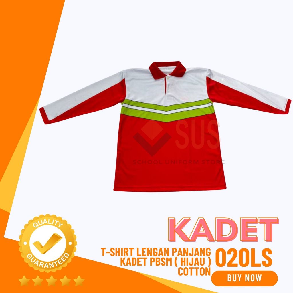 020LS - NEW T-SHIRT KADET PBSM HIJAU BUDAK SEKOLAH MENENGAH LENGAN ...