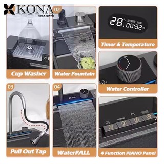 KONA 304 Stainless Steel Flying Rain Waterfall Nano Honeycomb Multi ...