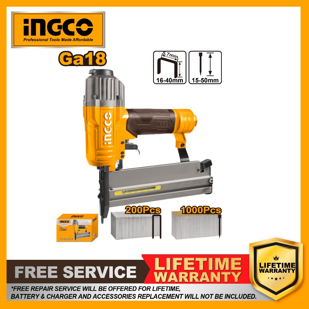 INGCO 2 In 1 Combo Brad Nailer Ga18 ACN50401 Load Capacity 100 pcs With ...