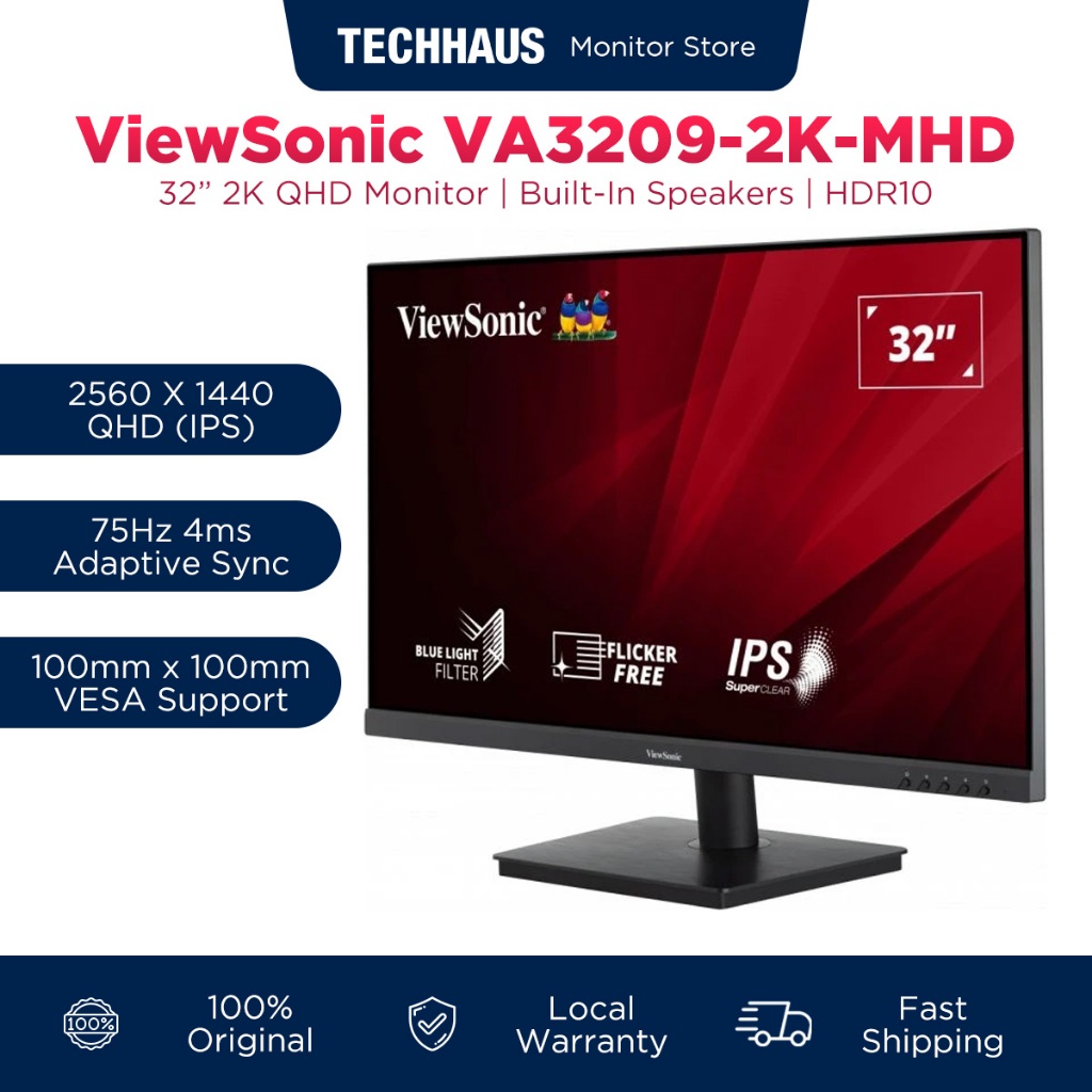 ViewSonic VA3209-2K-MHD 32” 2K QHD SuperClear® IPS 75hz Monitor with ...