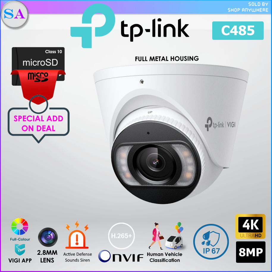 TP-Link VIGI C445 / C455 / C485 4K 8MP CCTV Outdoor Full Color Turret ...