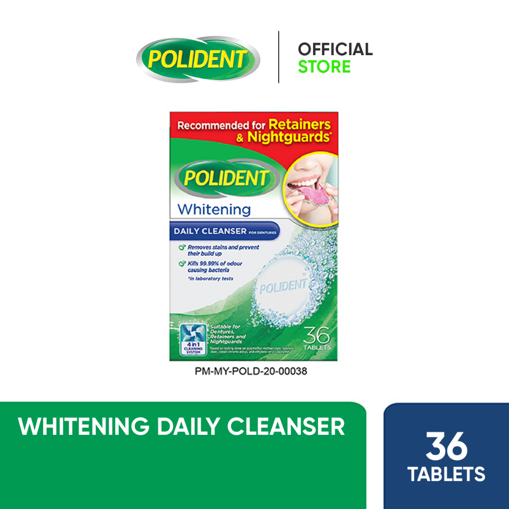 Polident Denture + Retainer Cleaning Tablets + Whitening Cleanser (36's ...
