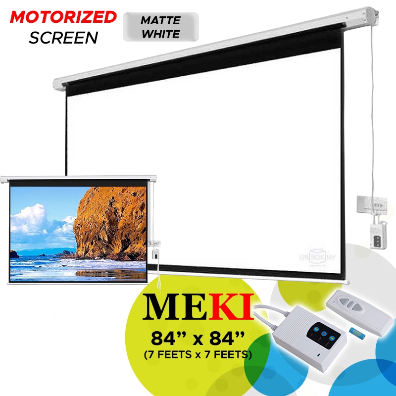 Meki EZ Screen Size 84''x84''(7x7 feets) Motorized Projector Screen ...
