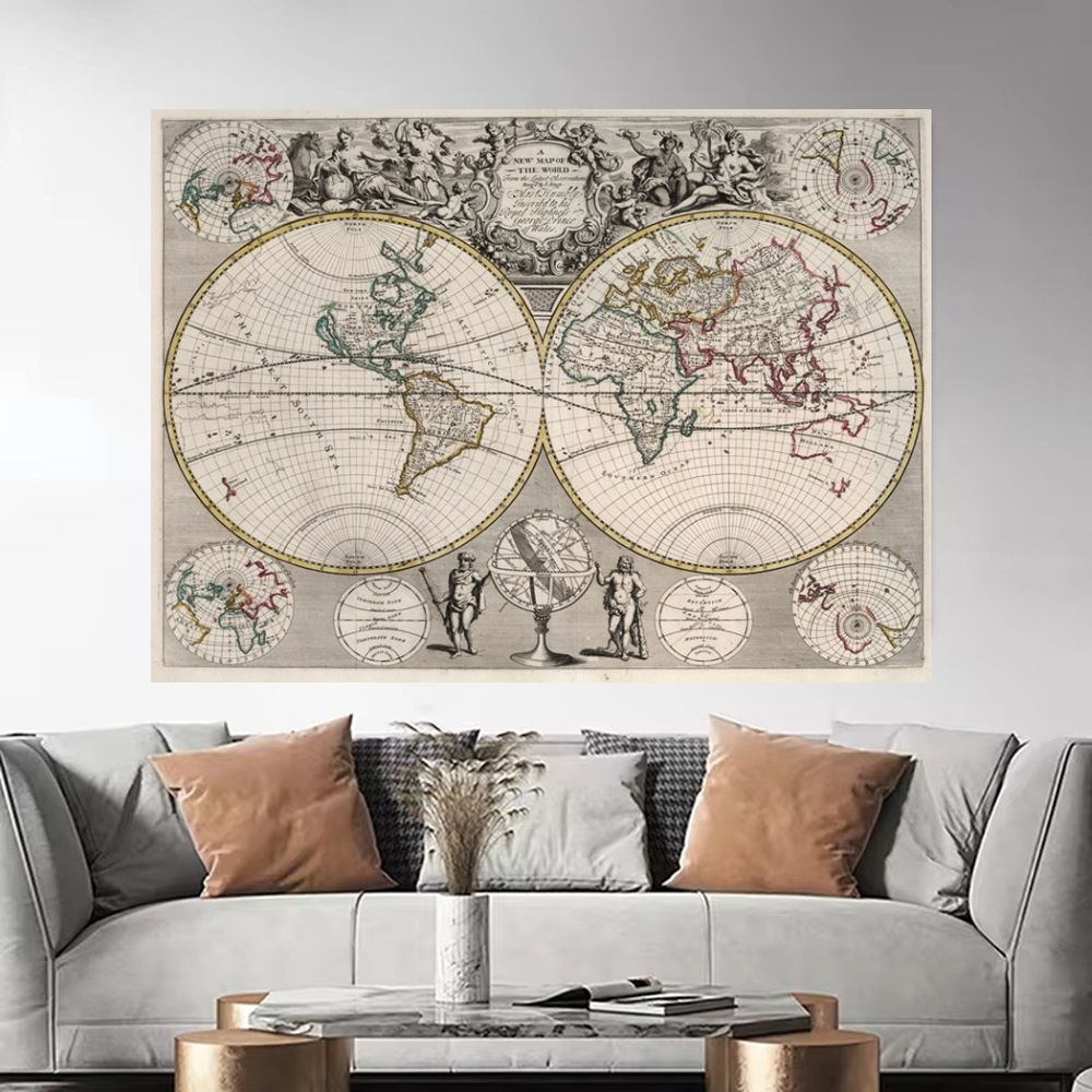 1721 Old World Map Reproduction Poster Wall Art High-Resolution Paper ...