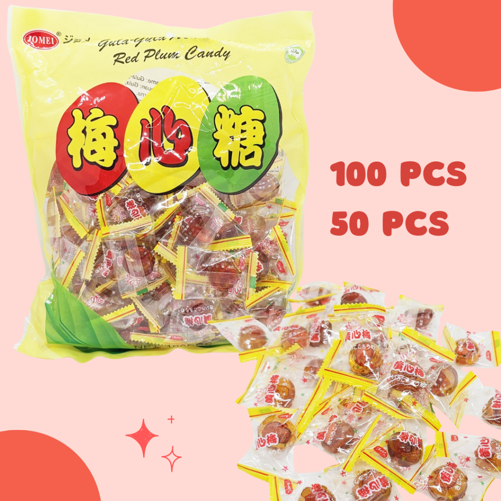 Red Plum Candy (50 & 100pcs) Gula Asam Boi / Gula Plam Asam Manis 黄心梅糖 ...