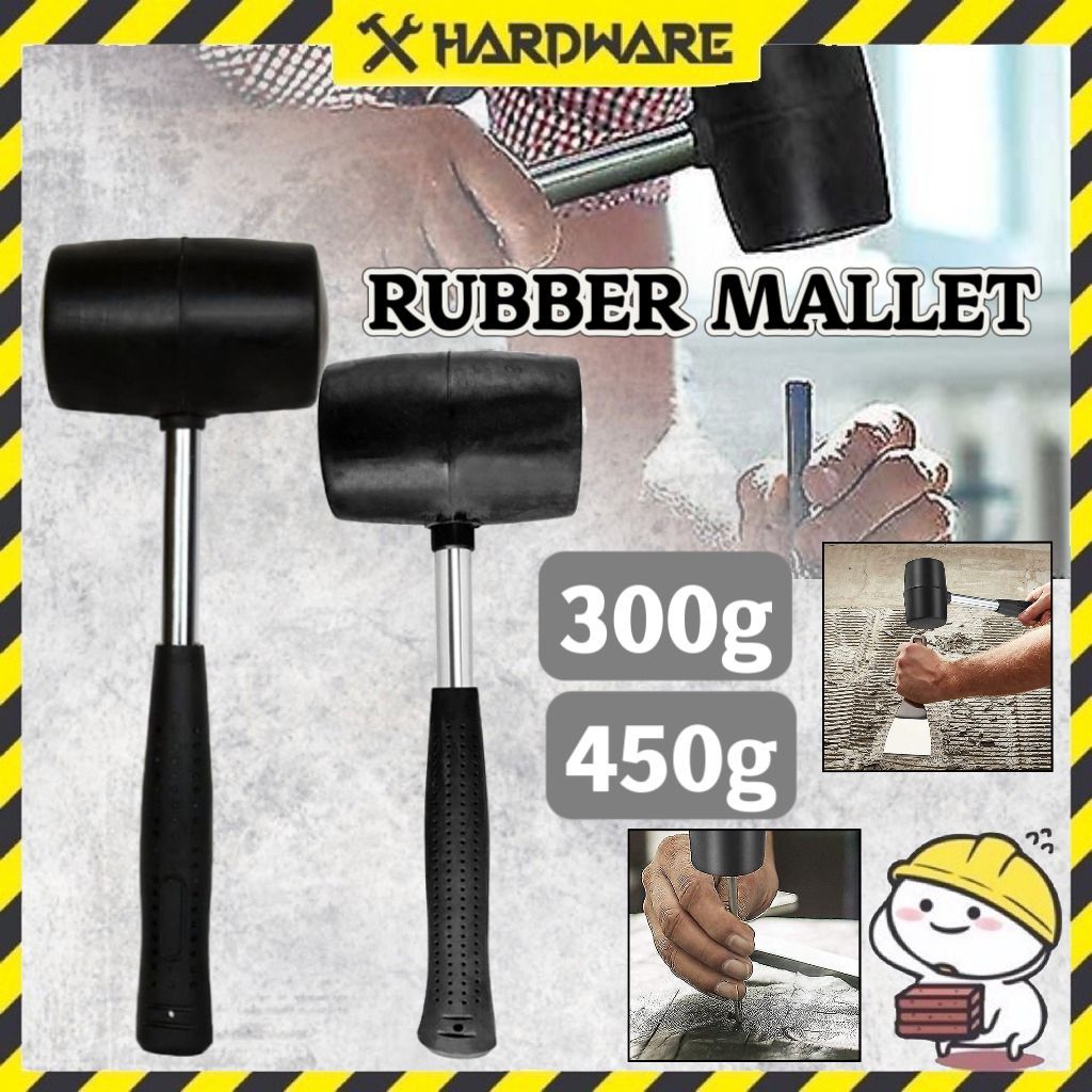 300G / 450G RUBBER METAL HANDLE MALLET HAMMER/SOLID RUBBER HANDLE ...