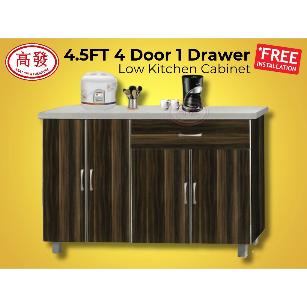 4.5FT KITCHEN Cabinet 4 Door 1 Drawe Low Dining Cabinet Almari Dapur ...