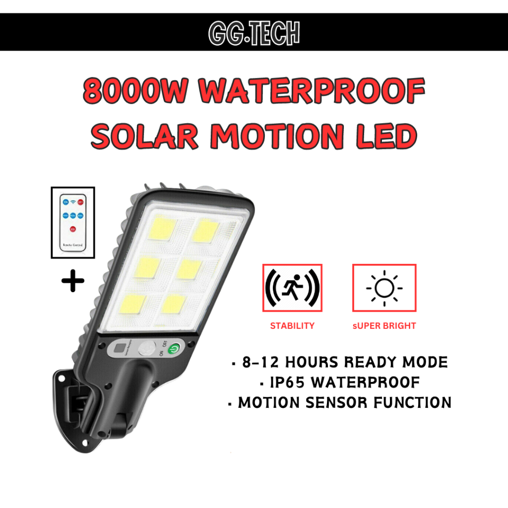 8000W Solar Light Lampu LED Solar Street Solar Light Outdoor Lighting Motion Sensor Light Remote ...
