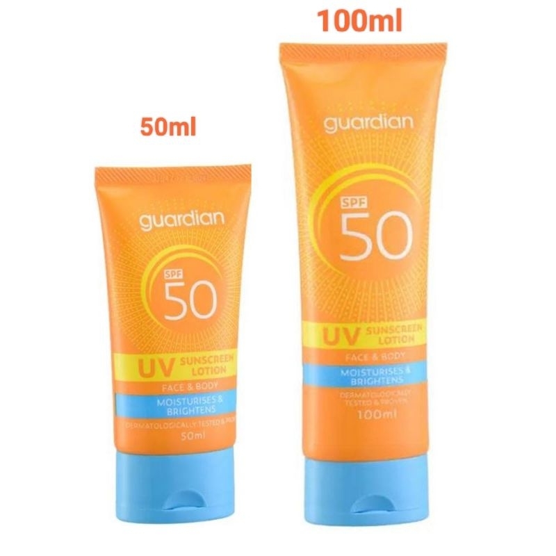 Guardian UV Face & Body Sunscreen Lotion Sun Protection SPF50 25ml or 45 ml or 50ml or 100ml ...