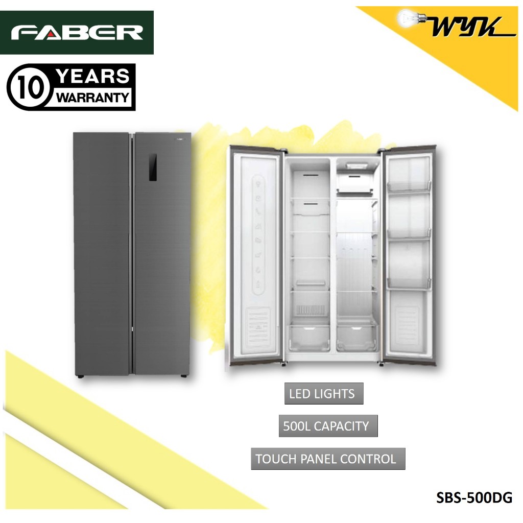 Faber 500L Fridge Side By Side Refrigerator Faber LUSSO SBS-500DG 500L ...