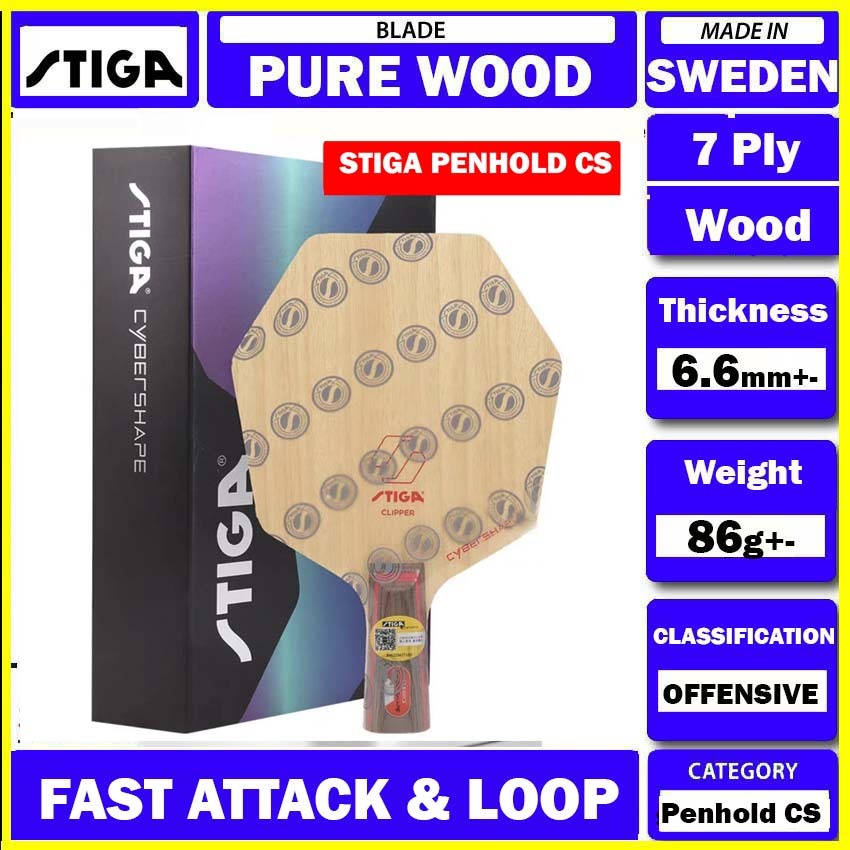 Stiga Clipper Cybershape 7PLY WOODEN TABLE TENNIS BLADE PING PONG BAT PADDLE PING PONG PAPAN ...