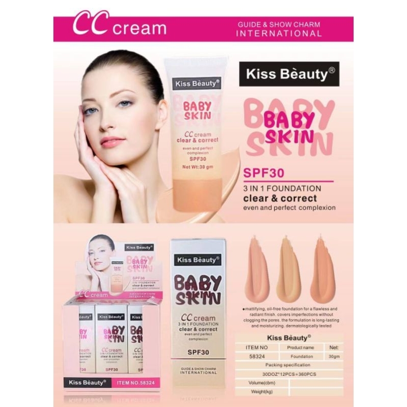 KISS BEAUTY BABY SKIN CC CREAM FOUNDATION BOX 12PCS | Shopee Malaysia