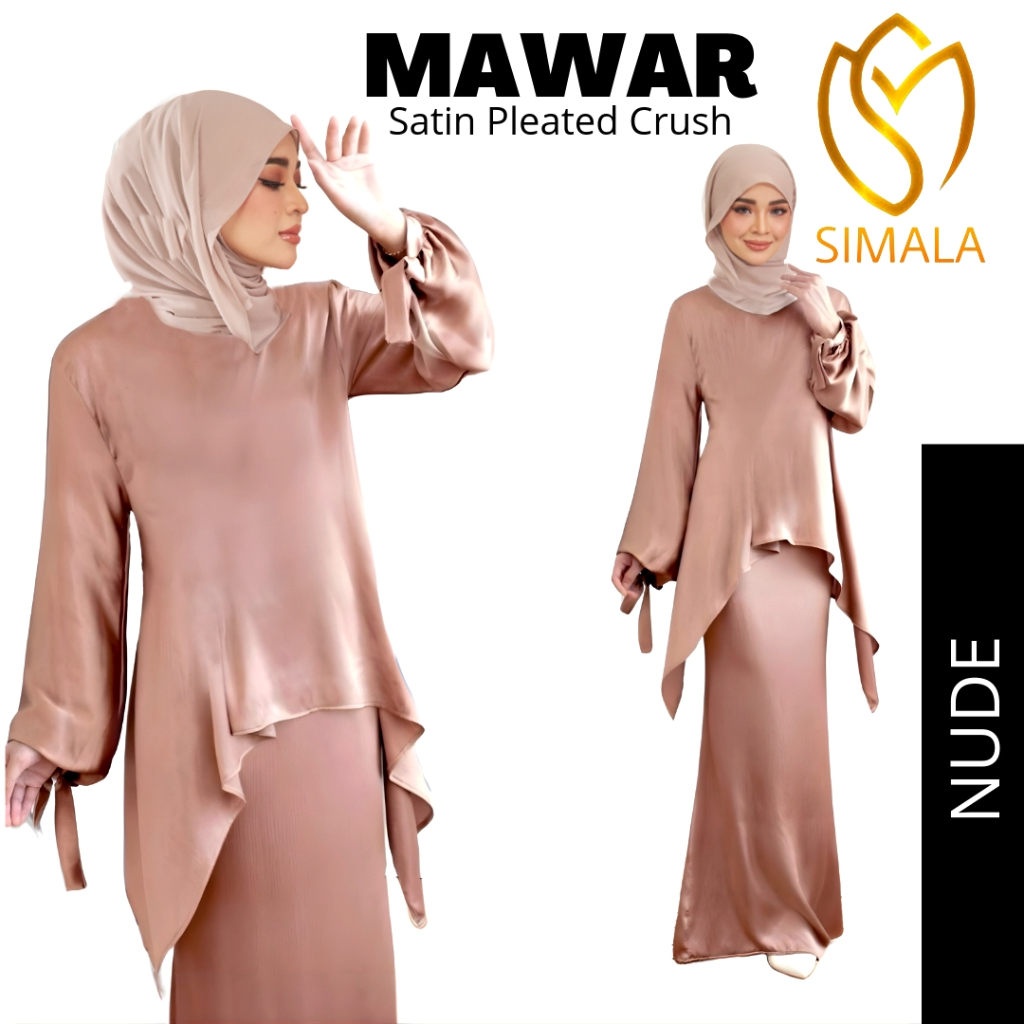 (RAYA 2026) MAWAR Kurung Satin Crush Kenduri Raya Fashion Ready Stock ...