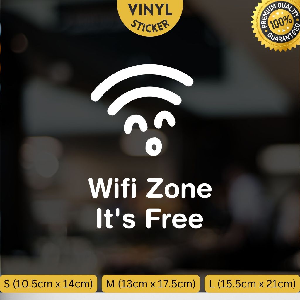 Restaurant Wifi Zone It is free-Cute Face Vinyl Sticker (Die-cutting ...