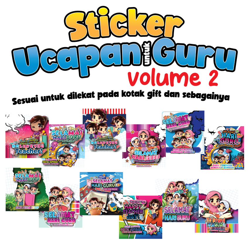 VOLUME 2 STICKER UCAPAN UNTUK GURU / THANK YOU TEACHER/TERIMA KASIH ...