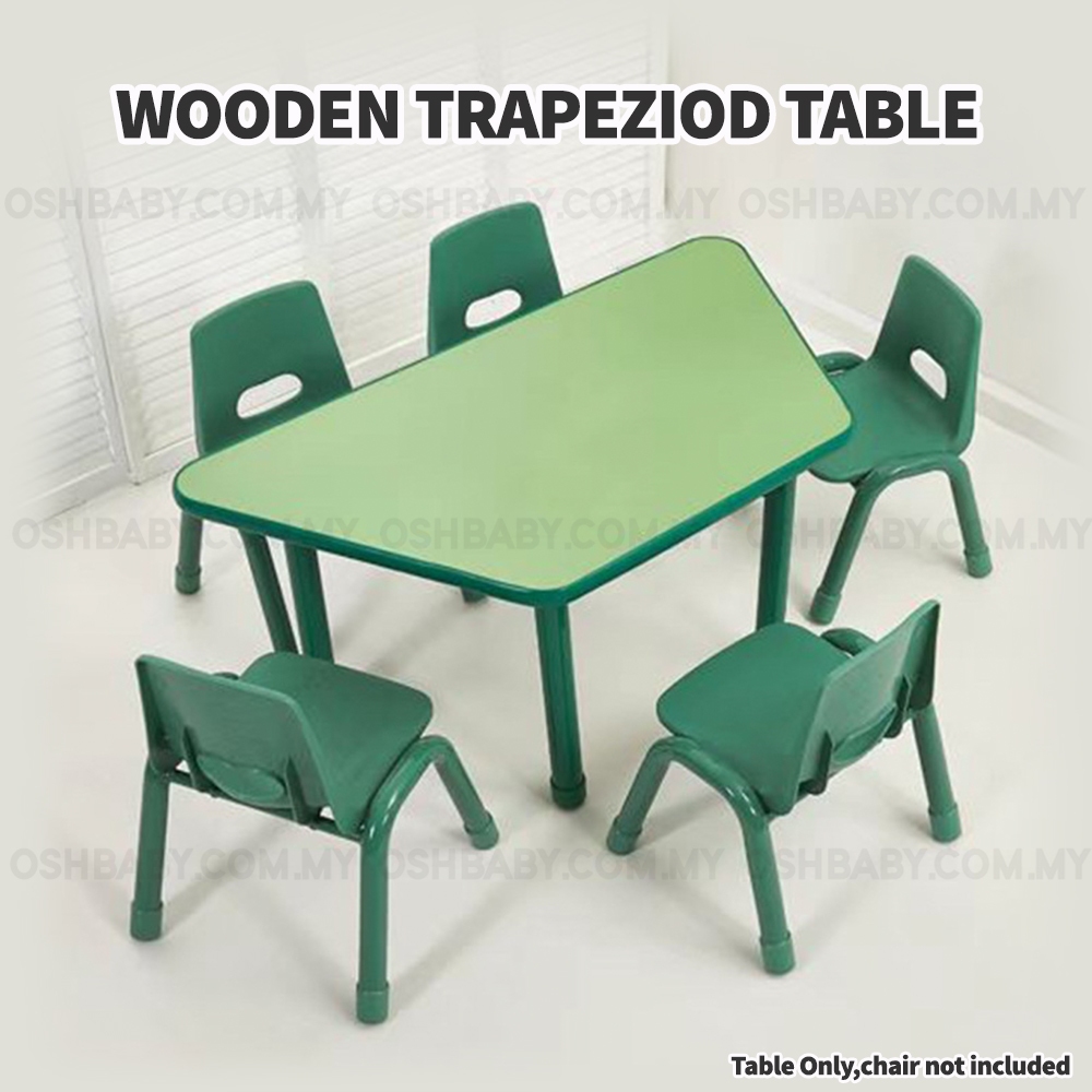 kindergarten study WOODEN TRAPEZOID TABLE meja kayu budak taska tadika ...