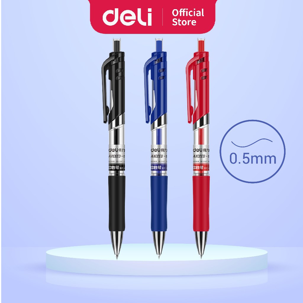 Deli Axceed Gel Pen 0.5mm Bullet Tip 0.5 Smooth Writing All Day Comfort Office School Supplies ...