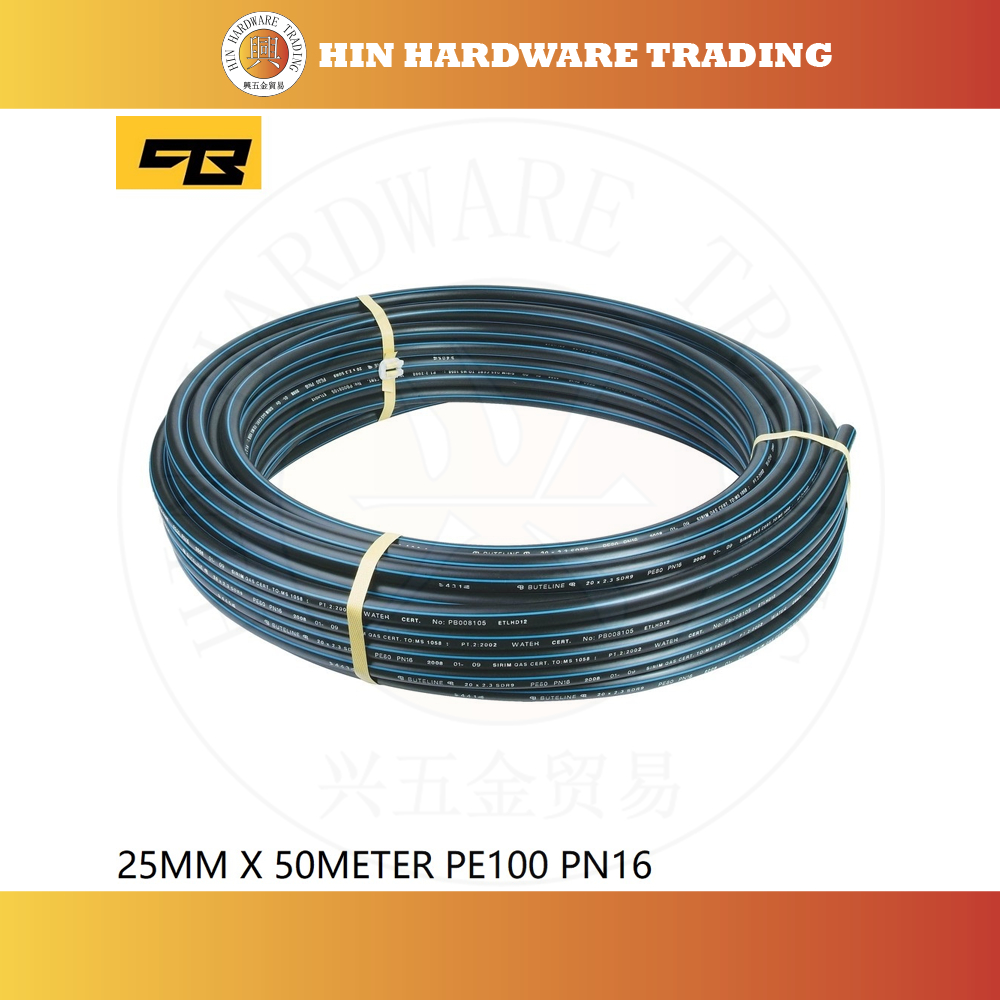Paip PE BUTELINE 25mm x 50 Meter – PE100 PN16 (Buatan Malaysia ...