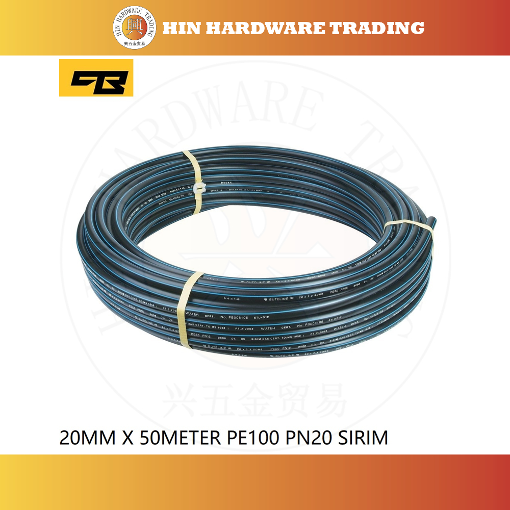 BUTELINE PE POLYETHYLENE PIPE 20mm x 50Meter PE100 PN20 Made In ...