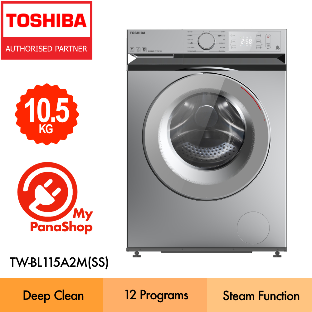 Toshiba Deep Clean Front Load Washer Inverter Washing Machine ( 10.5KG ) TW-BL115A2M(SS ...