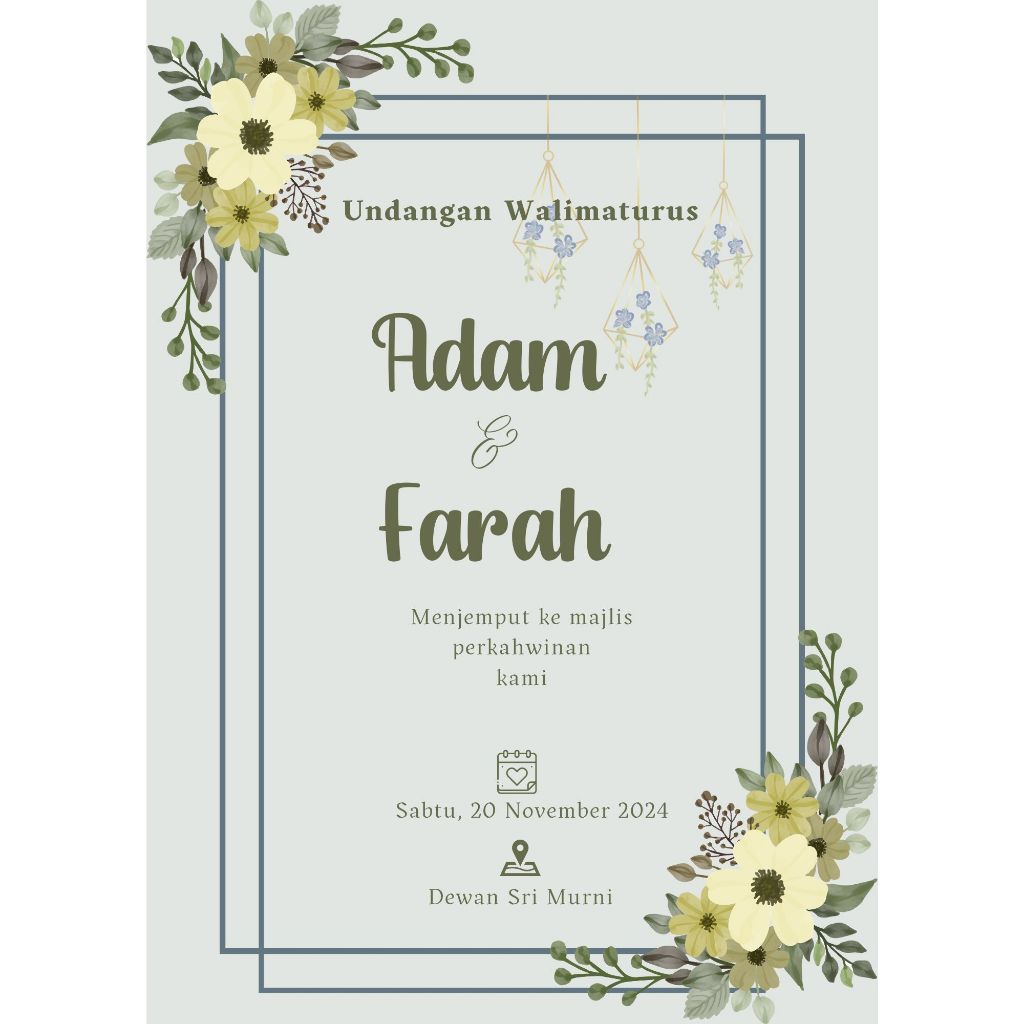 1 page Kad Kahwin Digital Murah | Wedding Card | Malay wedding card 👰‍♀ ...