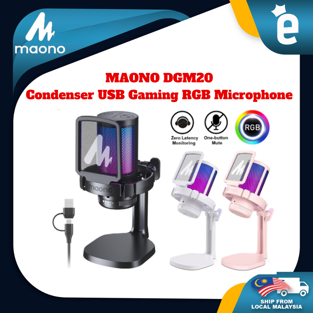 Maono DGM20 USB Microphone RGB Gaming Mic USB Condenser Mic Noise ...