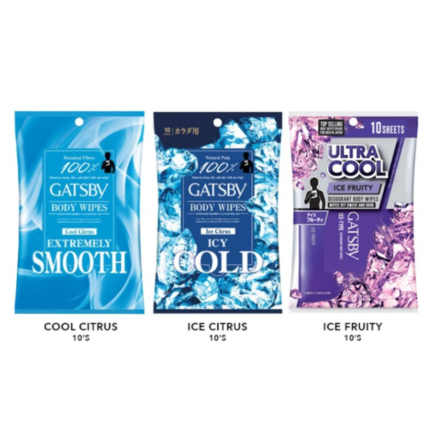 GATSBY Deodorant Body Wipes 10s Large 25x20cm Deodorizing Sheets Sweat ...