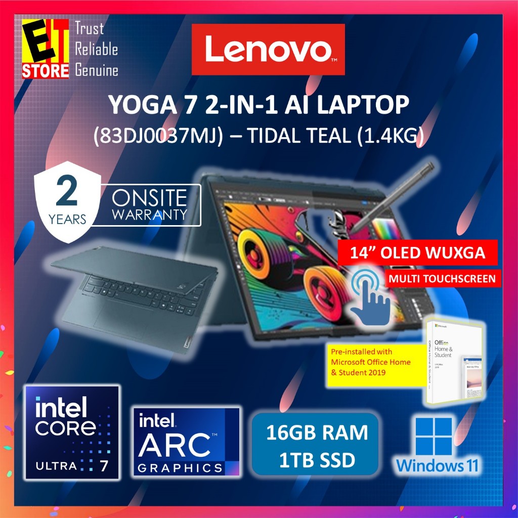 Lenovo Yoga 7 2-IN-1 AI LAPTOP (CORE ULTRA 7 155H/16GB/1TB SSD/14" WUXGA OLED TOUCH/Intel ARC ...