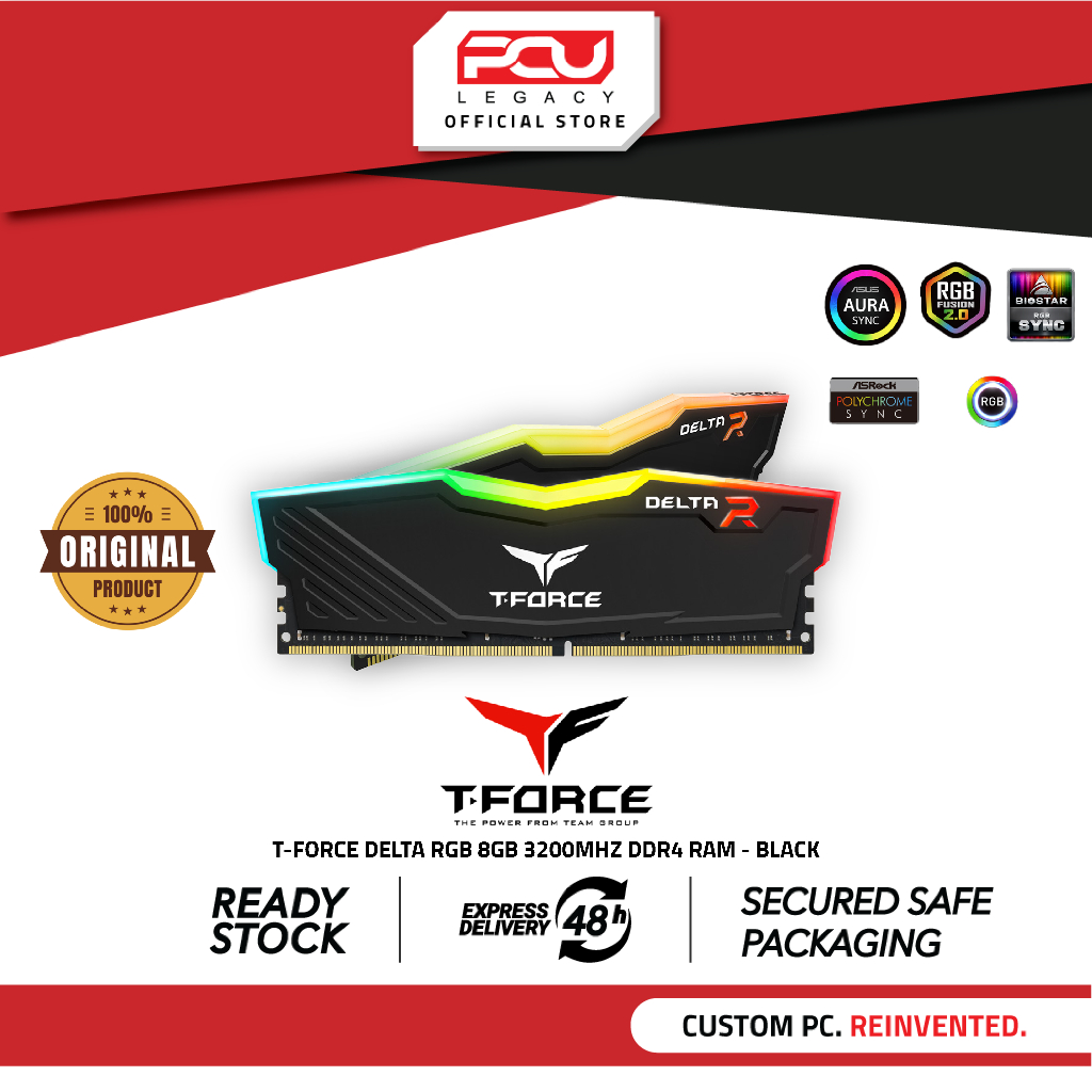 T. FORCE DELTA RGB 8GB 3200MHZ DDR4 RAM - BLACK | Shopee Malaysia