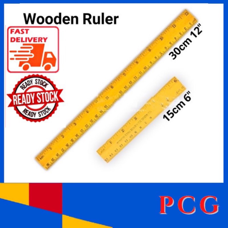 PEMBARIS KAYU / WOODEN RULER 15CM / 30CM | Shopee Malaysia
