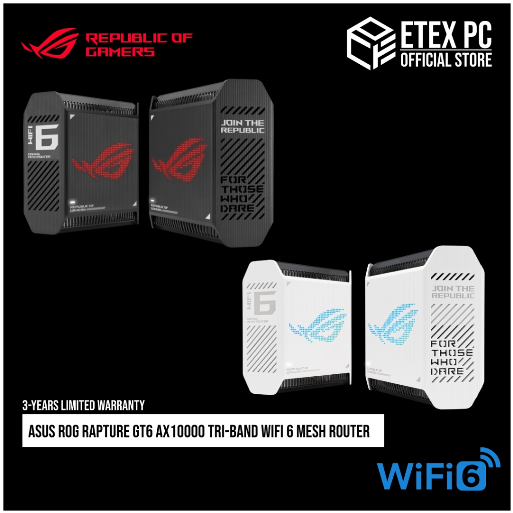 ASUS ROG Rapture GT6 AX10000 Tri-band WiFi 6 Mesh Router - Black ...