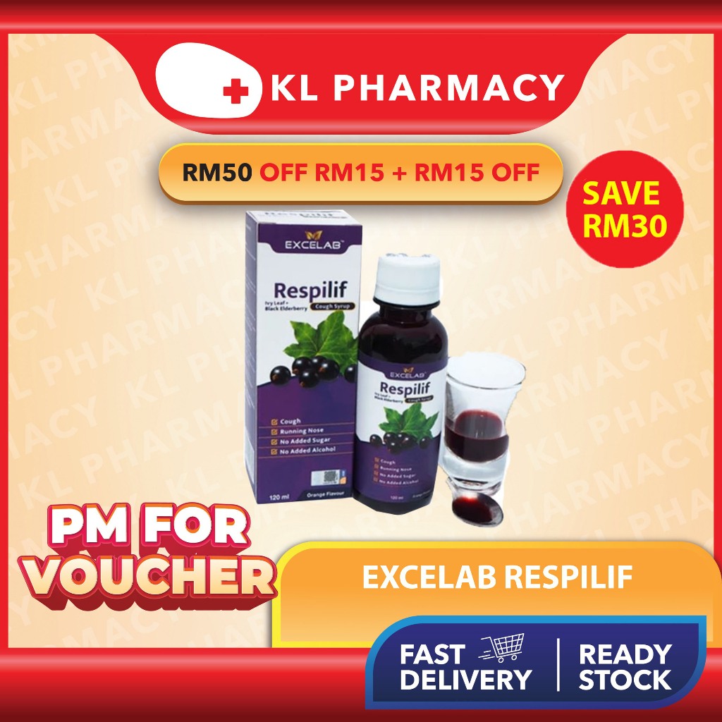EXCELAB RESPILIF COUGH SYRUP 120ML (ivy leaf + black elderberry ...