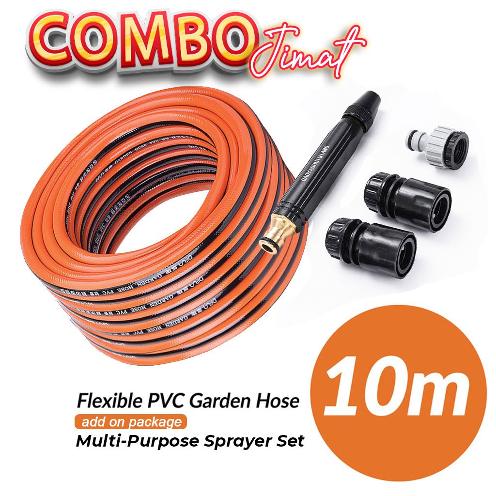 10M 15M 20M 30M Flexible PVC Garden Hose Orange Heavy Duty Water Pipe ...