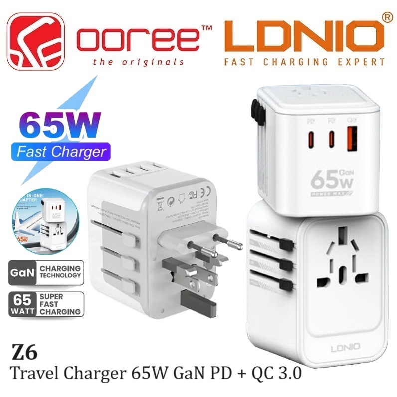 LDNIO Z6 65W GAN UNIVERSAL TRAVEL ADAPTER (2C1A) PD 65W + QC3.0 SUPER ...