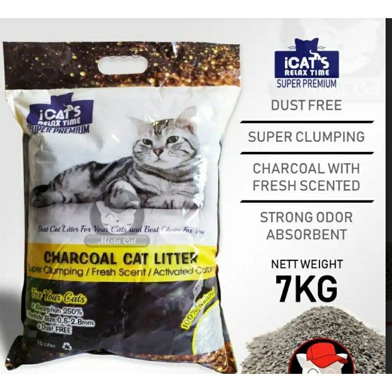 Icat's Charcoal Cat Litter 10L/7kg | Pasir Kucing Dengan Arang |strong ...