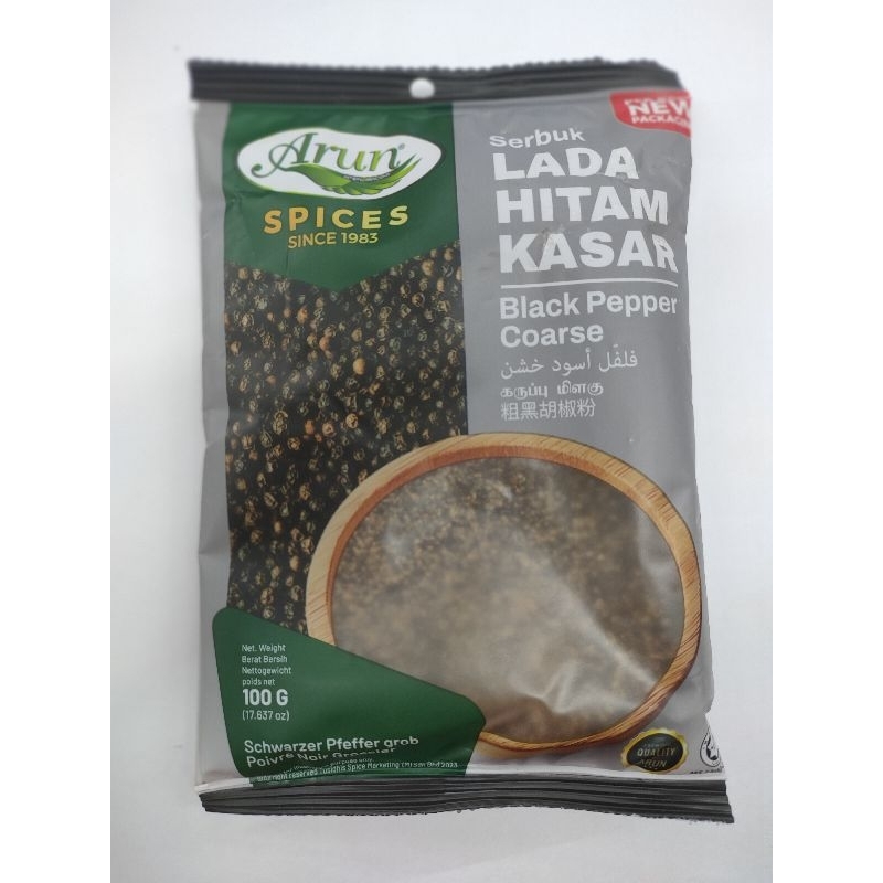 ARUN SPICES SERBUK LADA HITAM KASAR/BLACK PEPPER COARSE 100G | Shopee ...