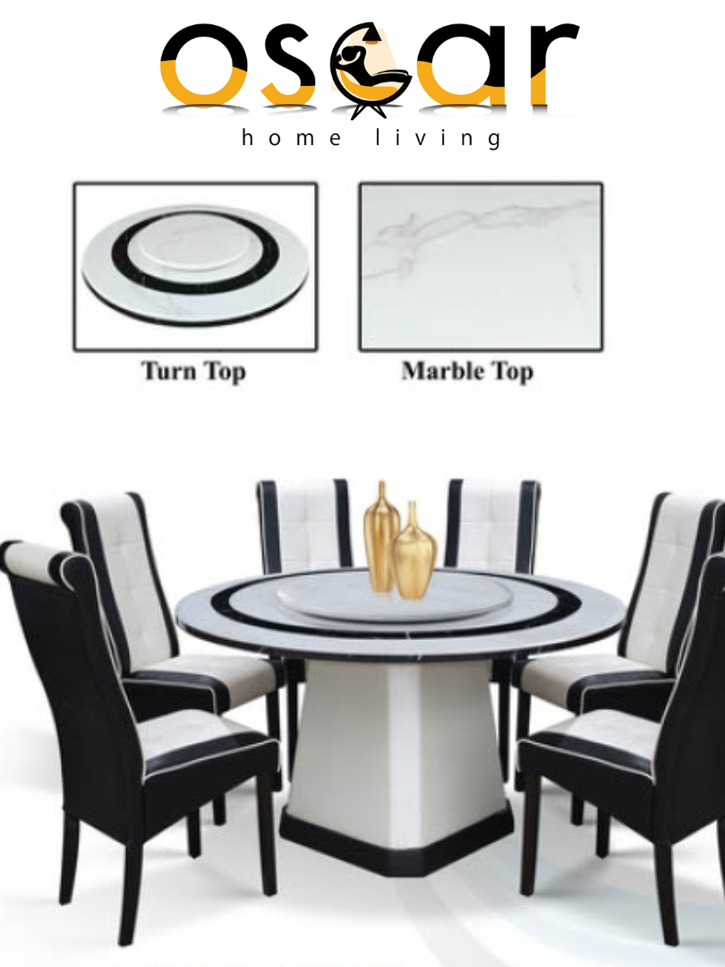 OSCARHOMELIVING Marble Dining Set/ Marble Dining Table/ Meja Makan 6 ...