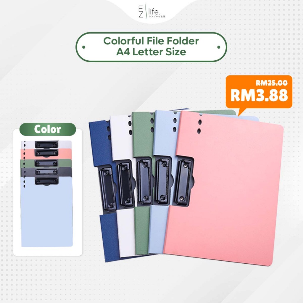 Ezlife Colorful File Folder A4 Letter Size Clipboard Document Organizer Storage Horizontal And
