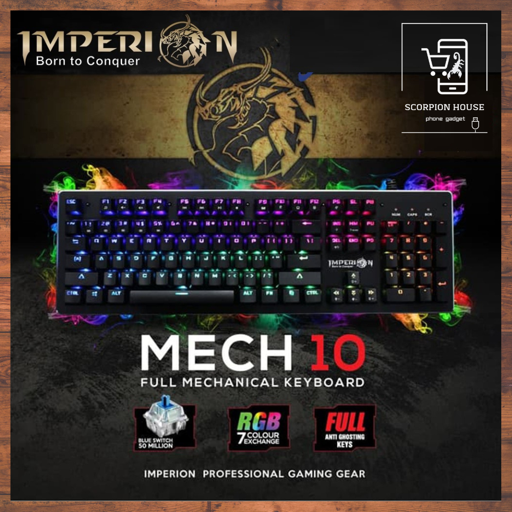 IMPERION MECH 10 USB Wired Full Mechanical Gaming Keyboard (Blue Switch ...