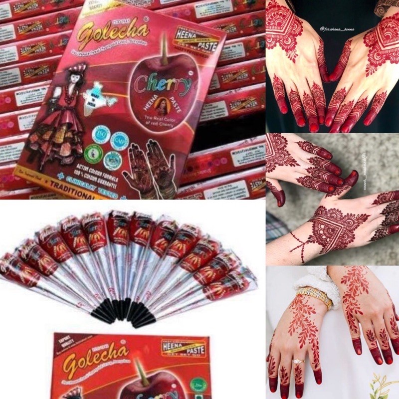 (1PCS) INAI HAND HENNA HERBAL GOLECHA (CHERRY RED) 100% PASTE | Shopee ...