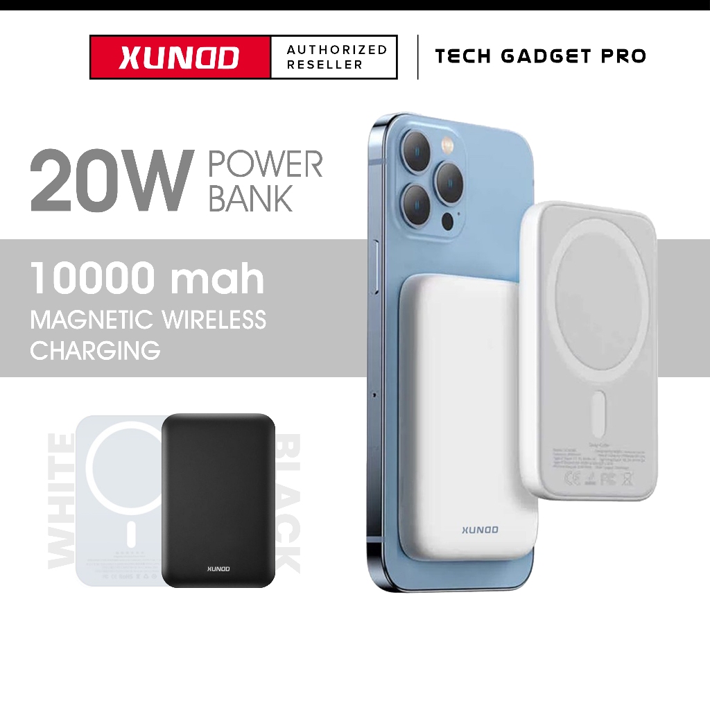 XUNDD PD 20W 10000 mah Power Bank QC 3.0 Dual Input Output Magnetic ...