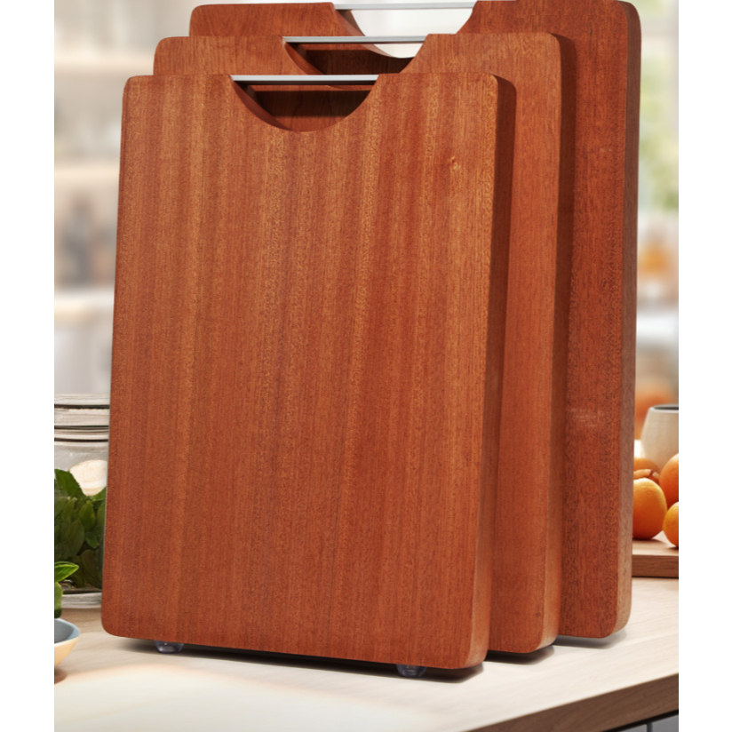 BO.EN Black Ebony Rectangle Wooden Chopping Board With Handle / Papan ...