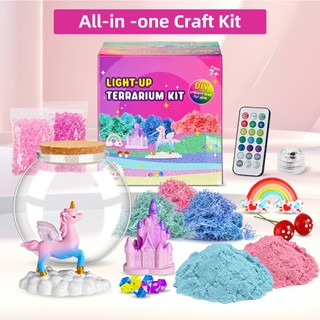 Unicorn Terrarium Crafts Kit for Kids LED Night Light Up & Remote ...