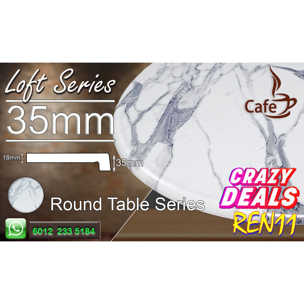 Round Cafe Table,Restoran Furniture ,Meja Makan, Solid Table Top ,White ...