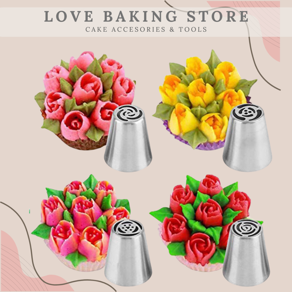 LBS • Russian flower icing nozzles Tulip stainless steel Ball Russian ...